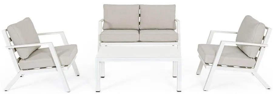 Bílý hliníkový zahradní lounge set pro 4 Harley – Bizzotto
