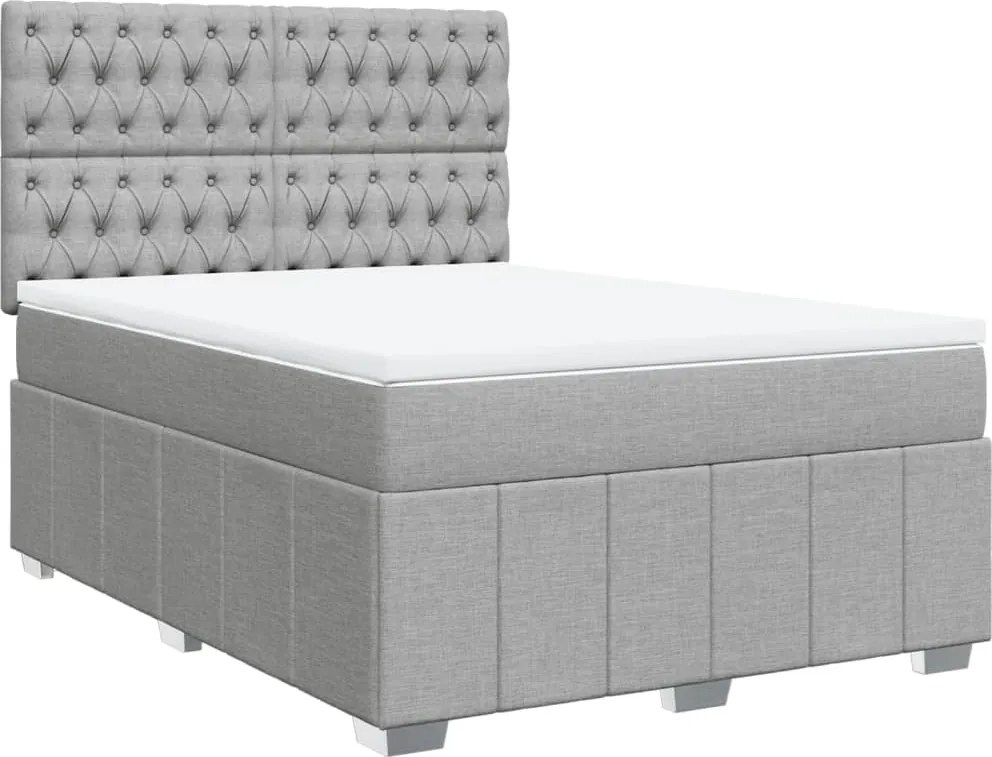 Box spring postel s matrací světle šedá 160 x 200 cm textil 3294026