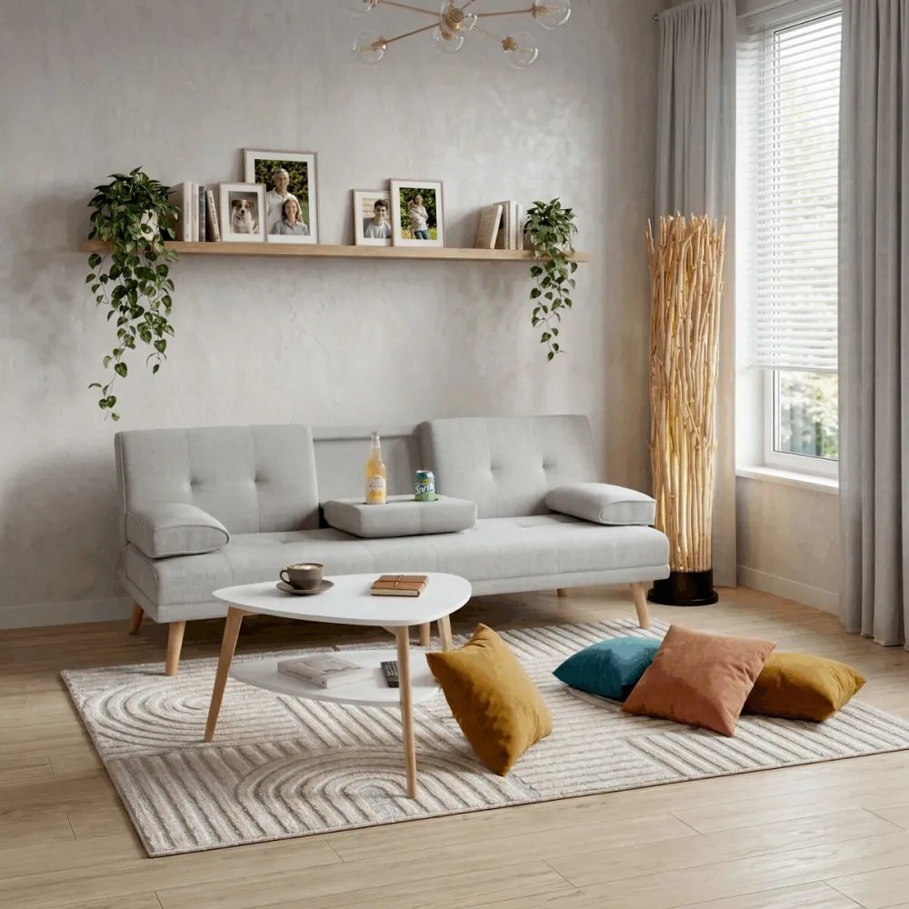 Trojmístná rozkládací pohovka, béžová, látka, ASB-C3034 CRM2 béžová