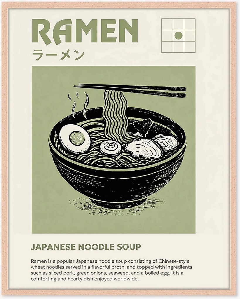 Ručně vyrobený zarámovaný digitální tisk Ramen