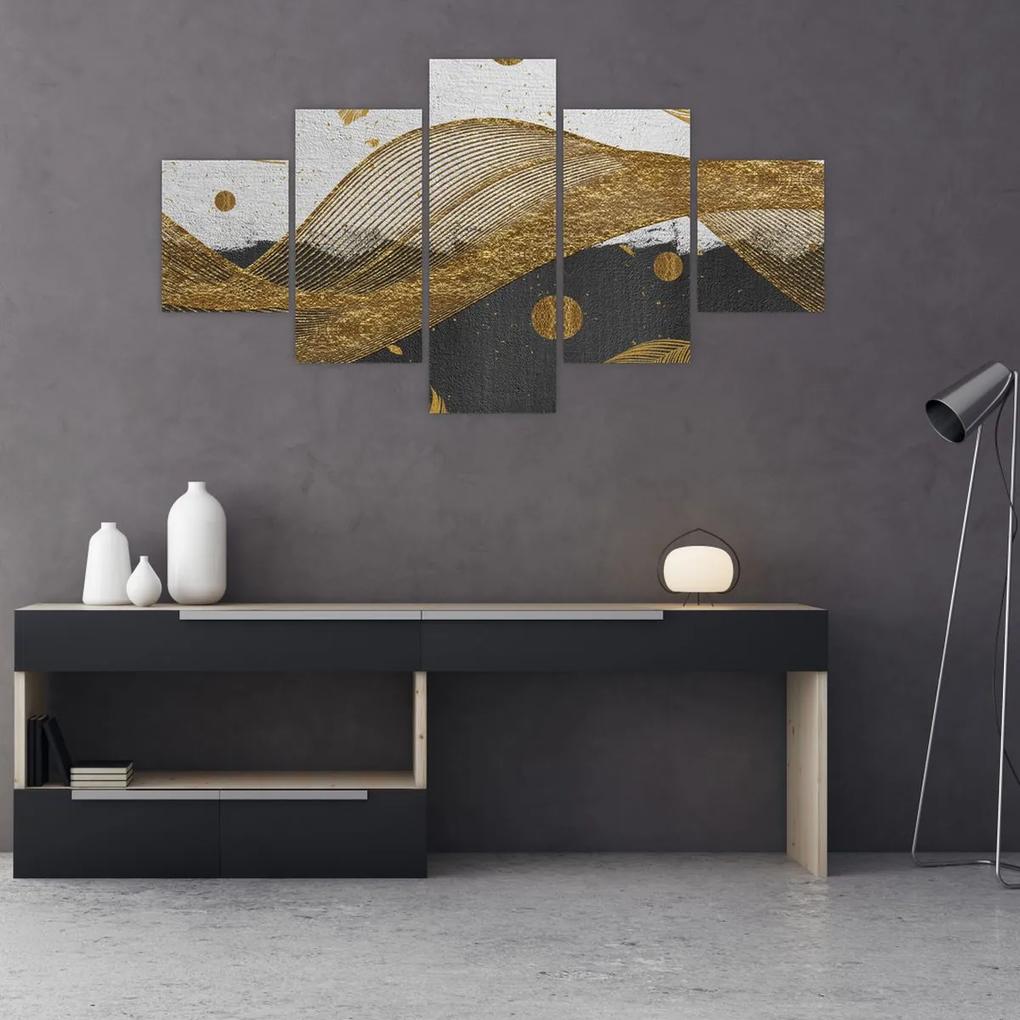 Obraz - Zlaté pírka (125x70 cm)