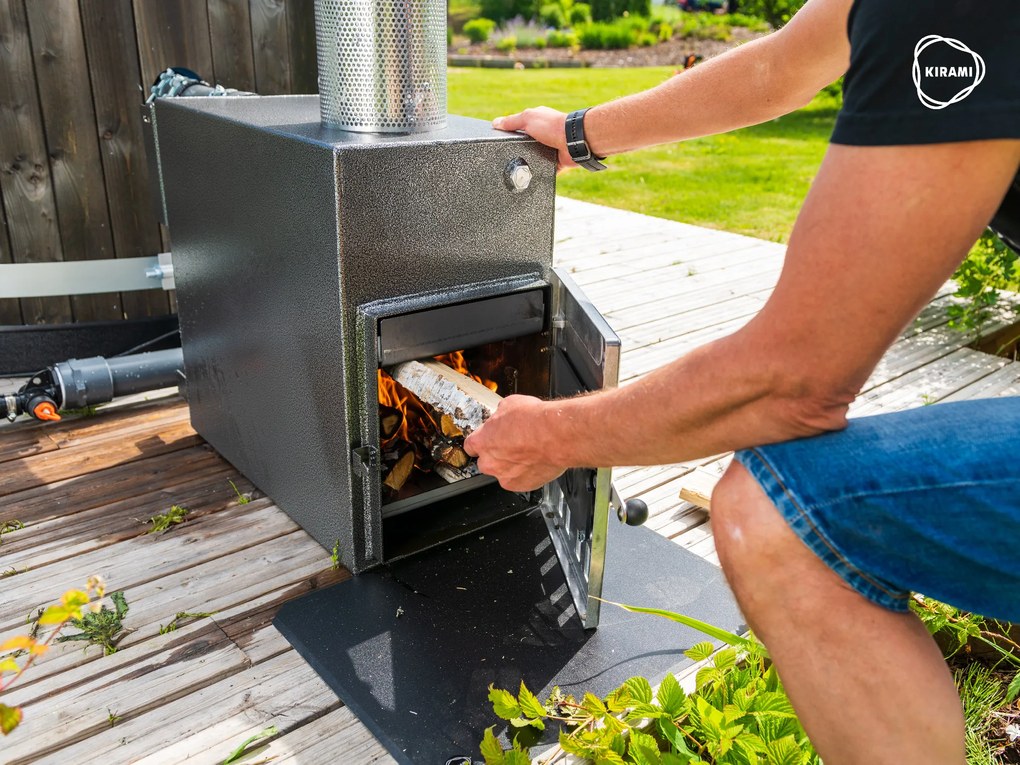 Original Breezy "M" Kirami Ohřívač: CULT-SI heater 22 kW, Vnější barva: Termodřevo, Vnitřní barva: Světlé-šedá - bez LED osvětlení