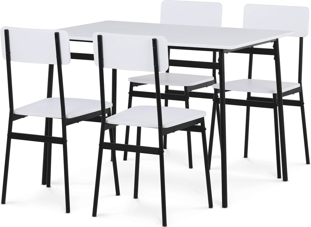 Autronic Jídelní set s 4 židlemi AUT-O2155 Odstín: Bílá