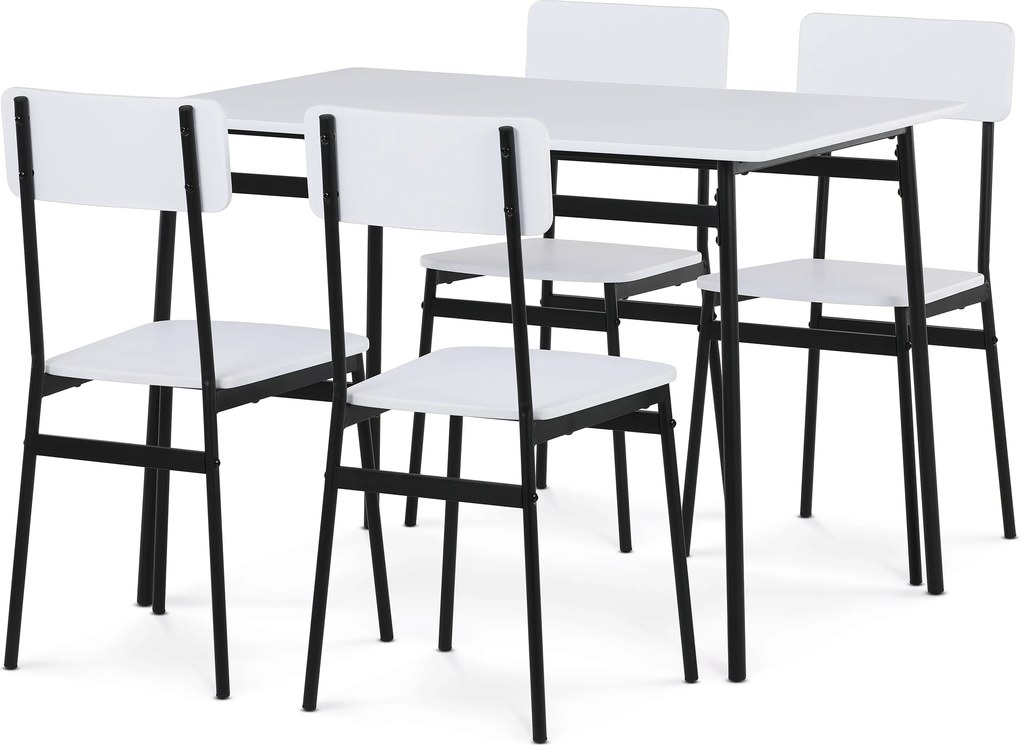 Autronic Jídelní set s 4 židlemi AUT-O2155 Odstín: Bílá