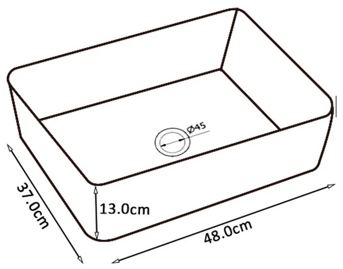 BPS-koupelny Keramické umyvadlo na desku HYD-LO-WH-GL-480 48x37 cm, bílá/zlatá
