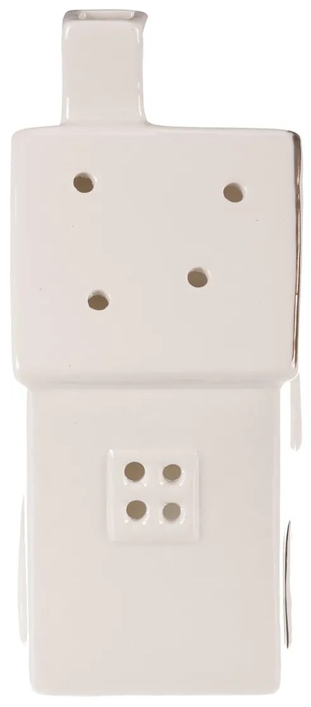 Domeček porcelánový bílý, lesklý, na čajovou/LED svíčku KER401-L