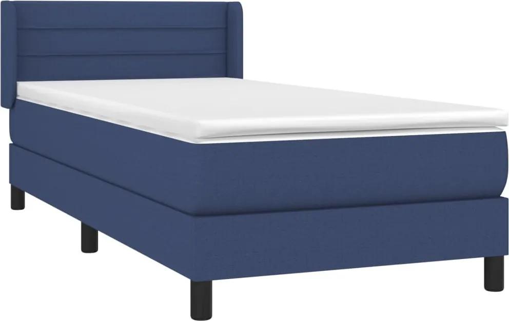 vidaXL Box spring postel s matrací 90x200 cm textil [3129767] Barva: Modrá