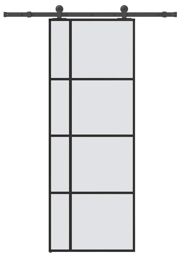Posuvné dveře s kováním 76x205 cm ESG sklo a hliník 3332910