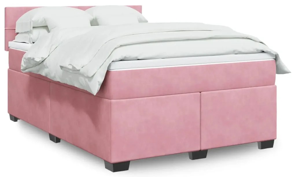 Box spring postel s matrací růžová 160x200 cm samet 3288659