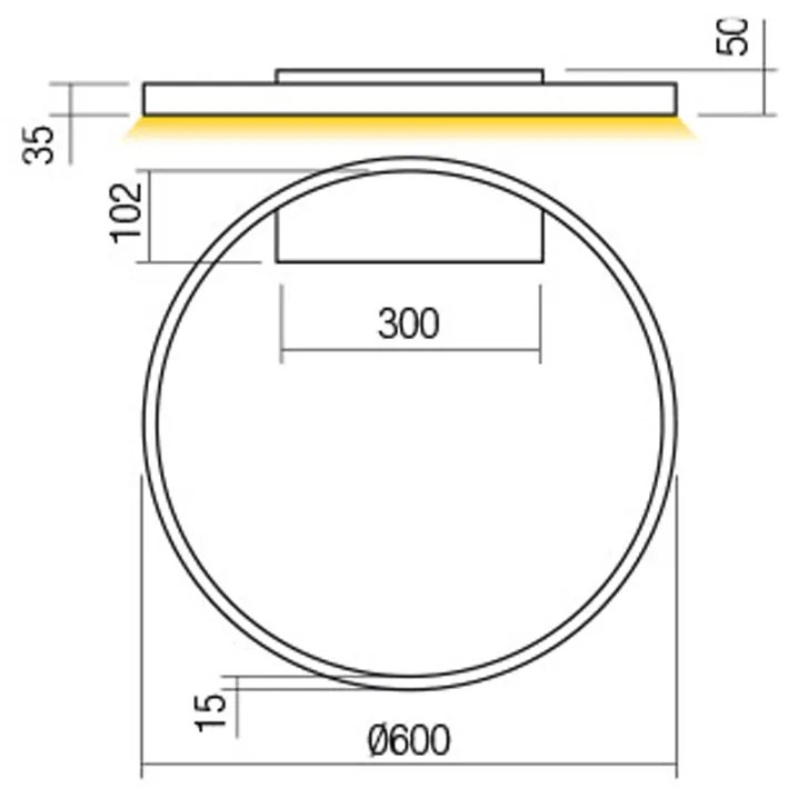 Redo 01-2843 nástěnné LED svítidlo Febe pískově černé, 37W, 3000K, ø60cm