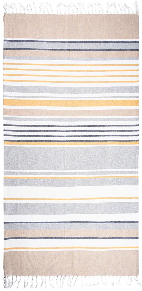 Trade Concept Osuška Fouta s třásněmi Stripes yellow, 90 x 170 cm