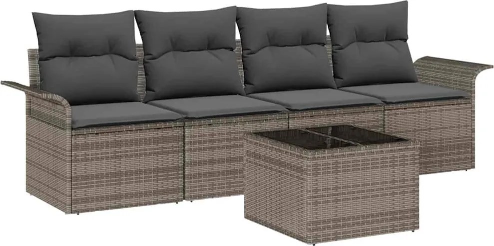 Set pohovek 5 ks Šedá polyratan 3345229