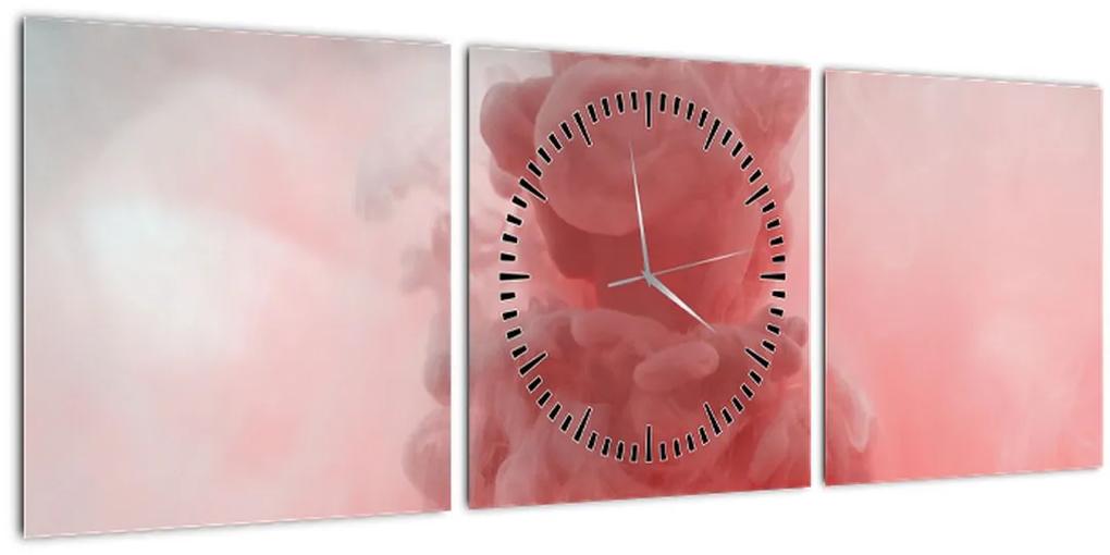 Obraz červeného dýmu (s hodinami) (90x30 cm)