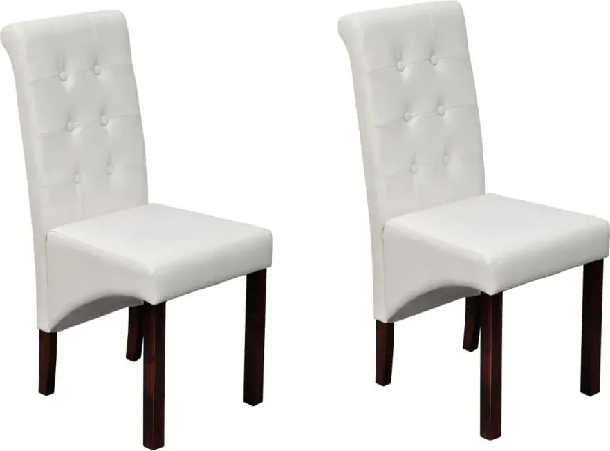 Jídelní Židle 2 Ks Hnědé Umělá Kůže Bílá 2