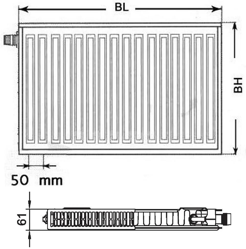 Kermi Therm X2 Profil-V deskový radiátor 11 600 / 700 FTV110600701L1K