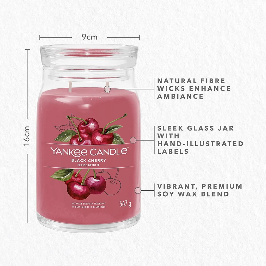 Yankee Candle vonná svíčka Signature ve skle velká Black Cherry  567 g