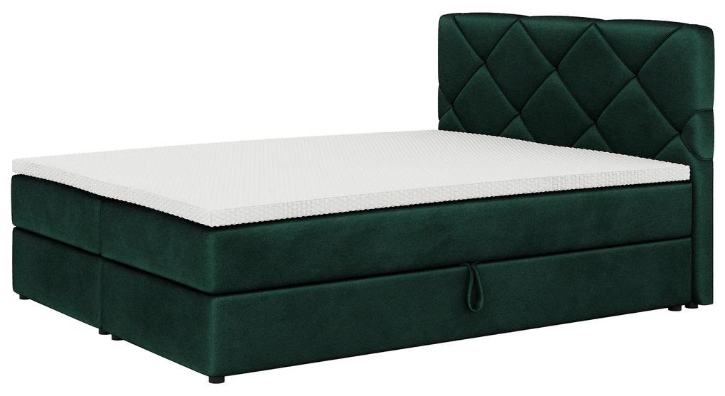 Kontinentální postel 140x200 cm Karum (tmavě zelená) (s roštem a matrací). 1007766