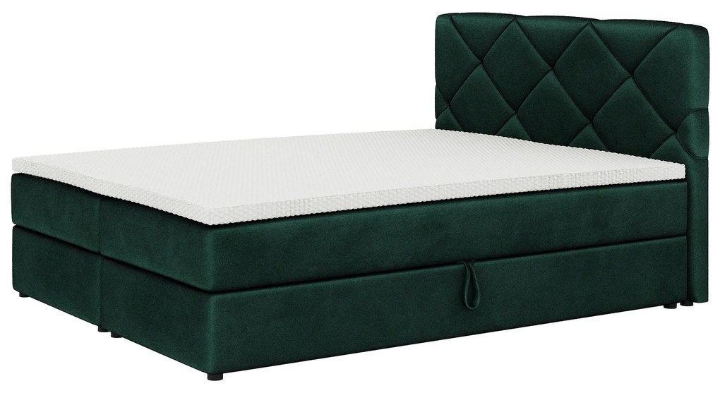 Kontinentální postel 160x200 cm Karum Comfort (tmavě zelená) (s roštem a matrací). 1056027