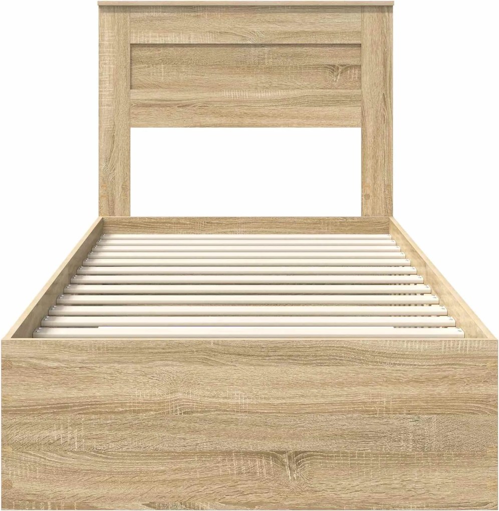 Rám postele Sonoma dub a stříbrná 75 x 190 cm Kompozitní dřevo 3410044