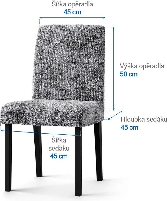 Bielastické potahy MARMO šedé židle s opěradlem 2 ks (45 x 45 x 50 cm)