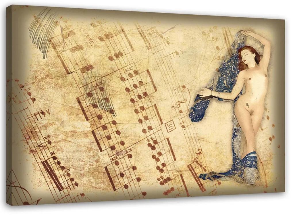 Obraz na plátně, Obrazy nahé ženy Retro - 90x60 cm