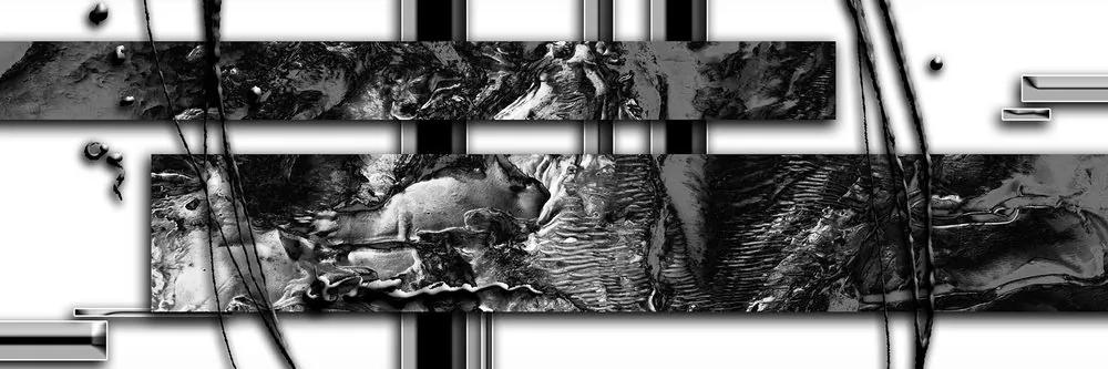 Obraz luxusní abstrakce v černobílém provedení - 150x50 cm