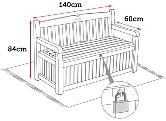 Zahradní plastová lavice s úložným prostorem PATIO