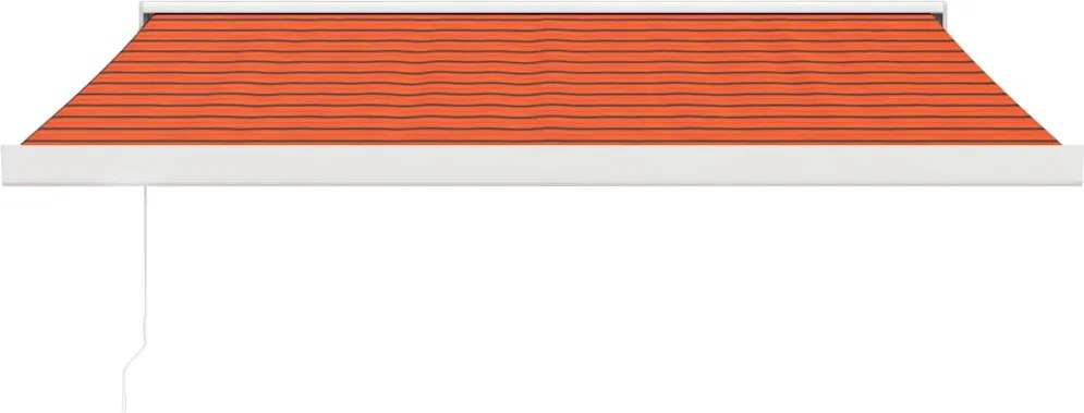 Zatahovací markýza oranžová a hnědá 3,5 x 2,5 m textil a hliník 3154542