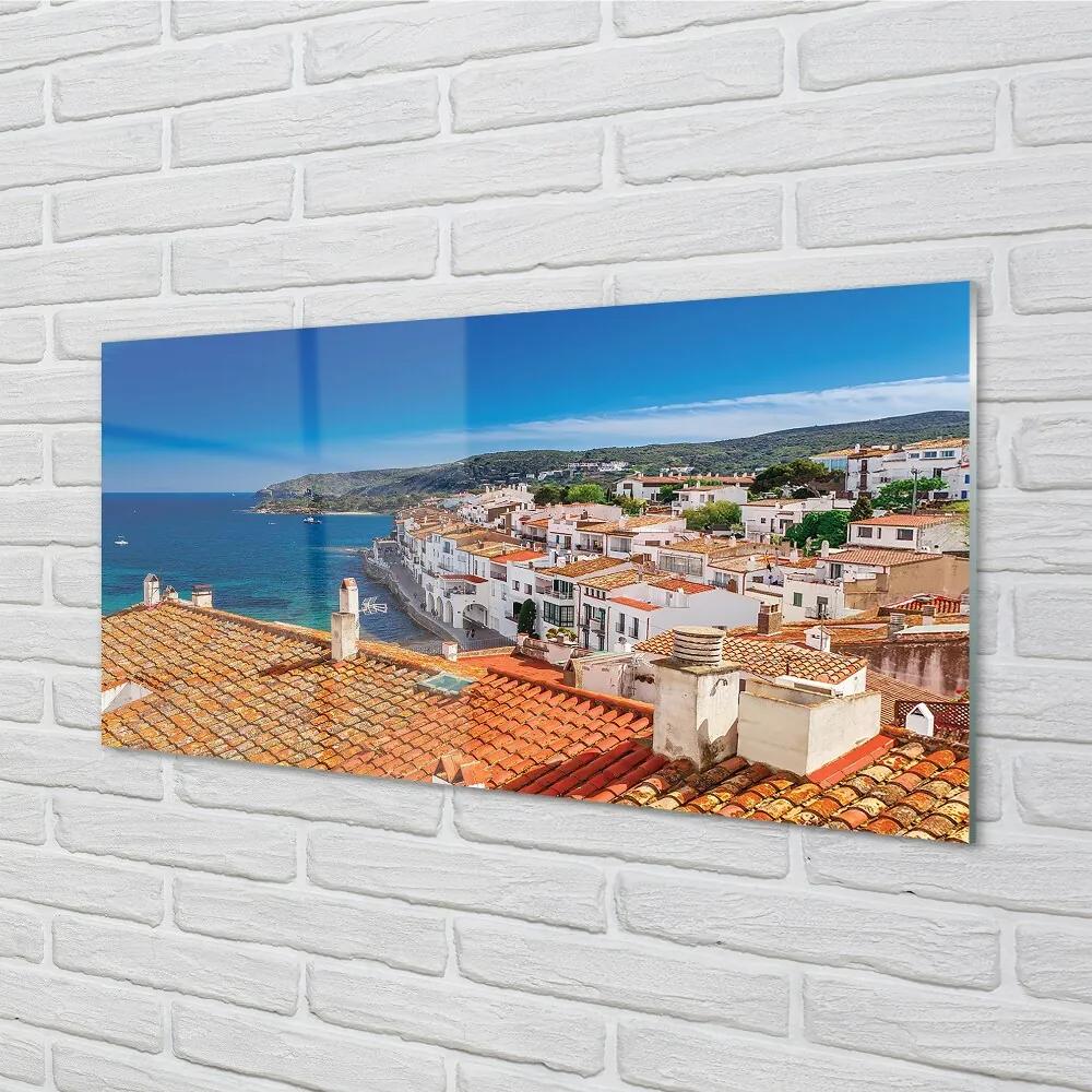 Obraz na skle Španělsko Město hory moře 100x50 cm