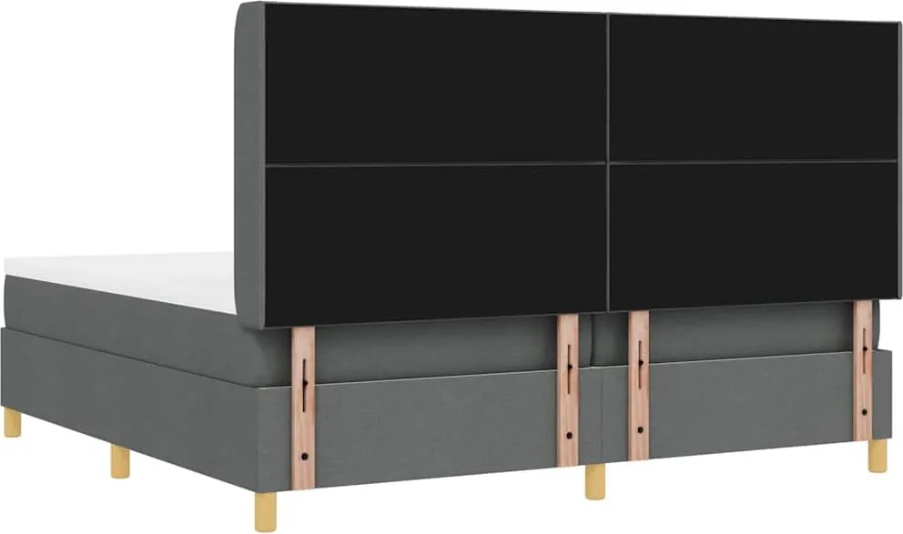 Postel s boxspringem s čelo Tmavě šedá 200 x 200 cm textil 3341918