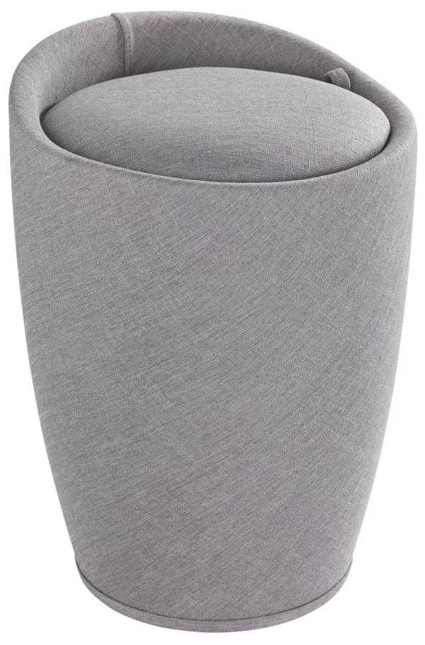 Světle šedý koš na prádlo a taburetka v jednom Wenko Linen Look, 20 l