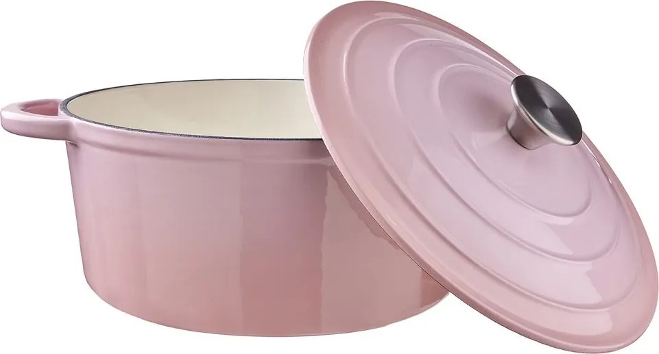 HOT IRON Litinový hrnec kulatý 33 cm - sv. růžová