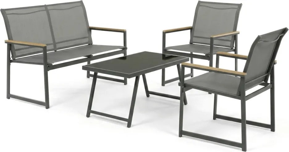 Zahradní sestava AZS-S1212 GREY, síťovina, šedá (108 x 68) cm