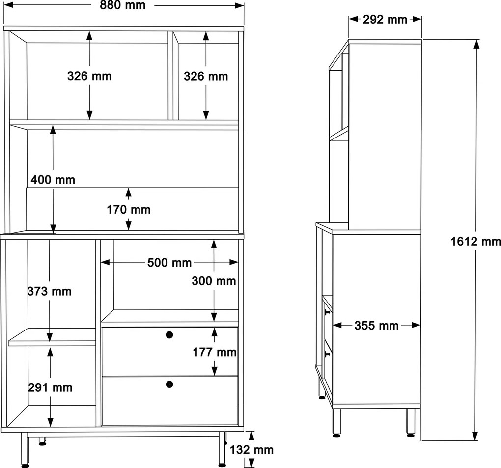 Vysoká skříňka na mikrovlnku Houseland Royce 03 dub Castello/antracitově šedá