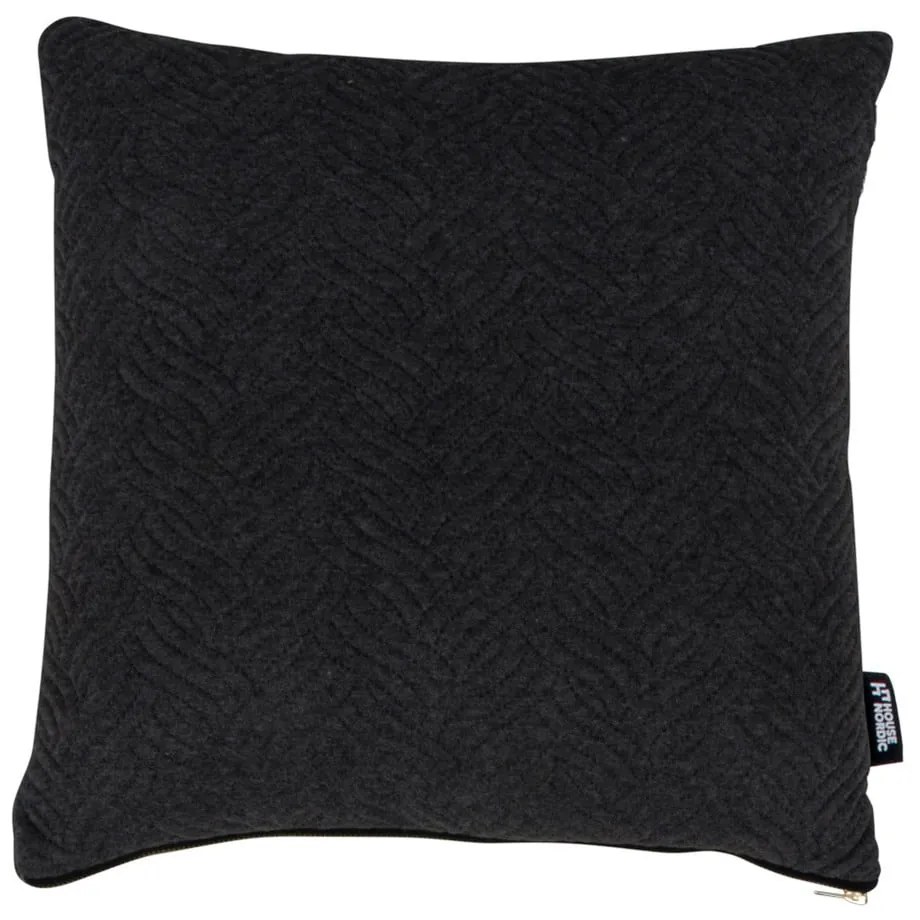 Černý polštářek s příměsí bavlny House Nordic Ferrel, 45 x 45 cm