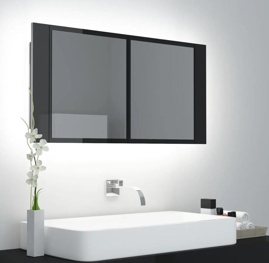 vidaXL LED koupelnová skříňka se zrcadlem 90x12x45cm akryl [804975] Barva: Betonová šedá