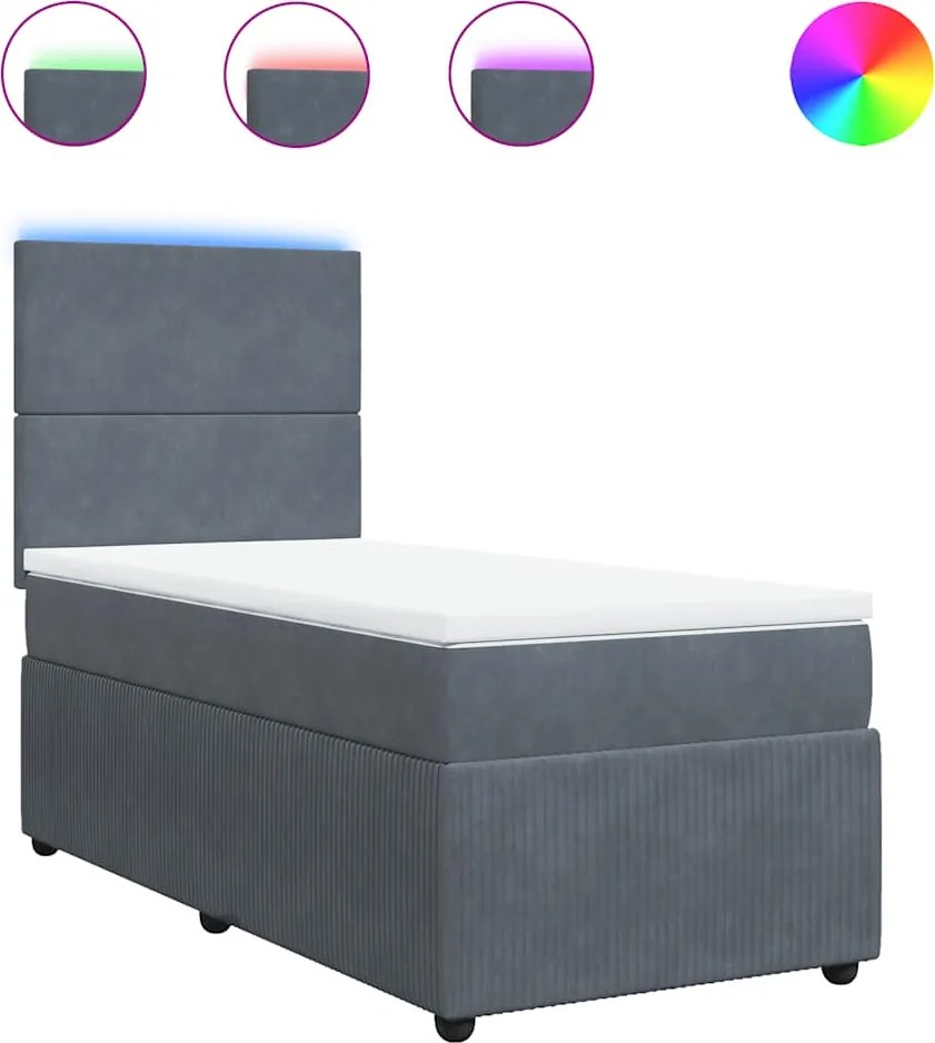 Box spring postel s matrací tmavě šedá 80 x 200 cm samet 3294485