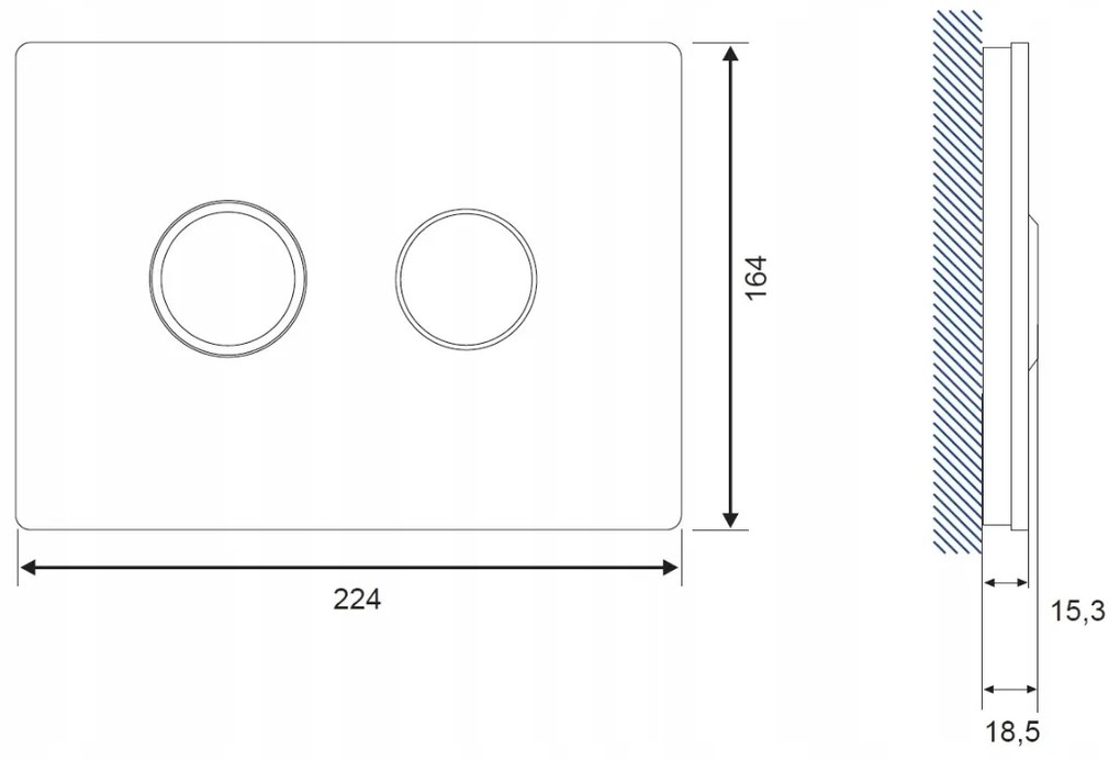 Cersanit Accento Circle, pneumatické splachovací tlačítko, černé sklo, S97-053