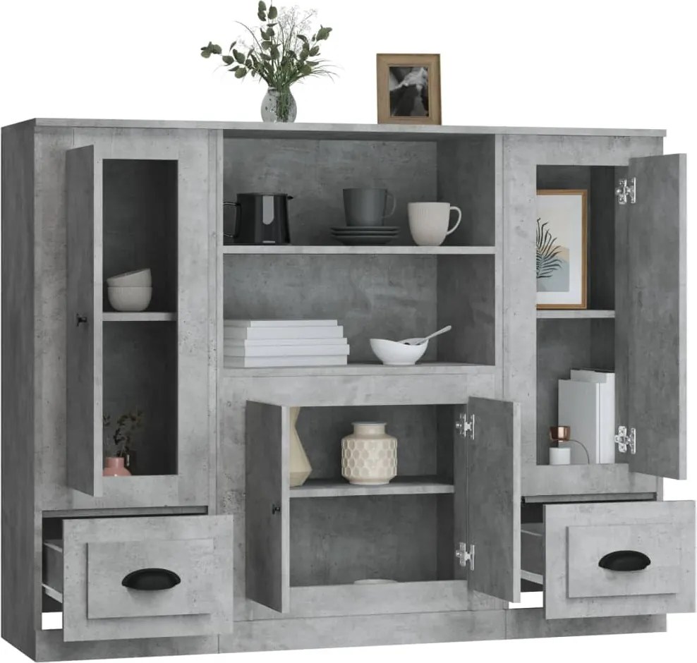 Příborníky 3 ks betonově šedé kompozitní dřevo 3185315
