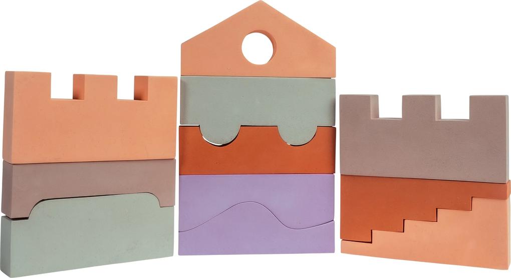 Kostky Puzzle Blocks zemité barvy 11 dílů