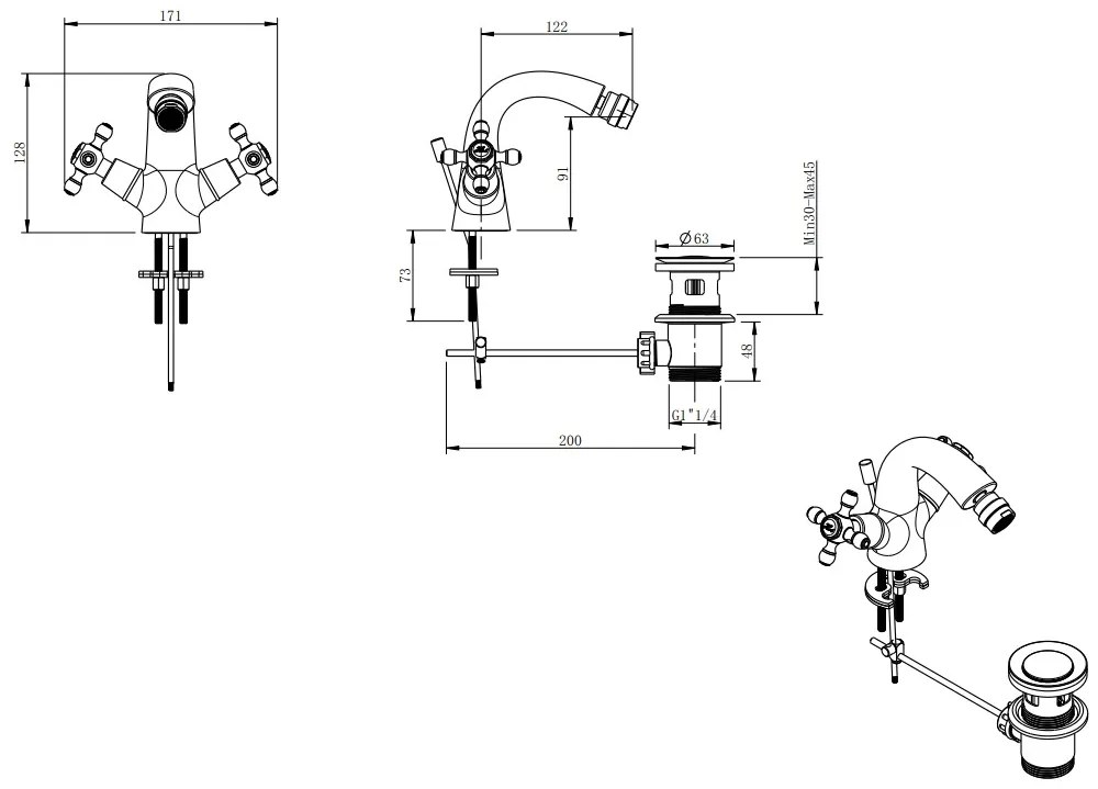 F-Design Lacrima, bidetová baterie, chrom lesklý, FD1-LRA-6-11