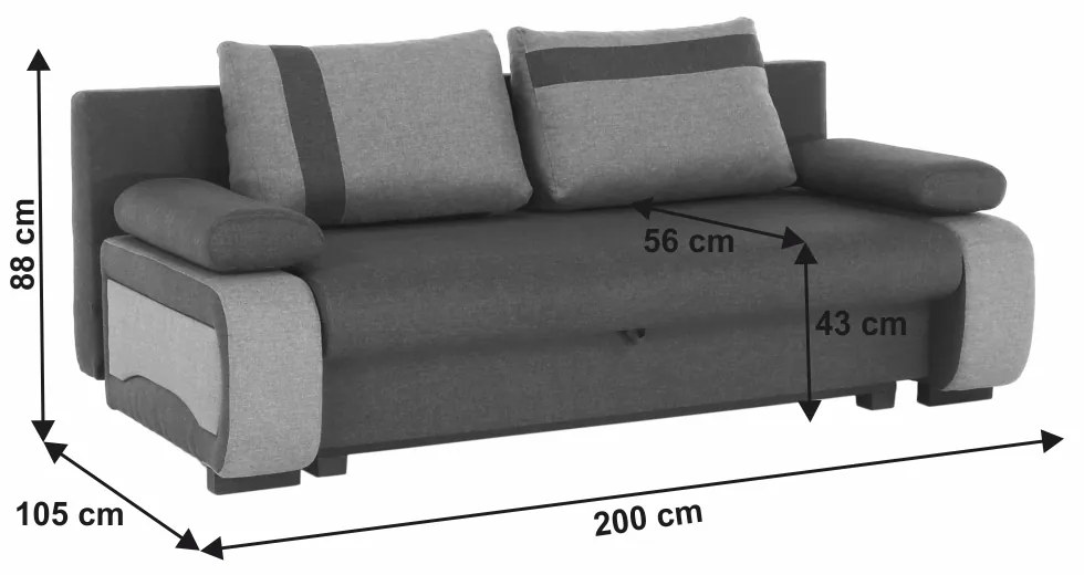 Kondela Rozkládací pohovka, tmavěšedá/světlešedá, BOLIVIA