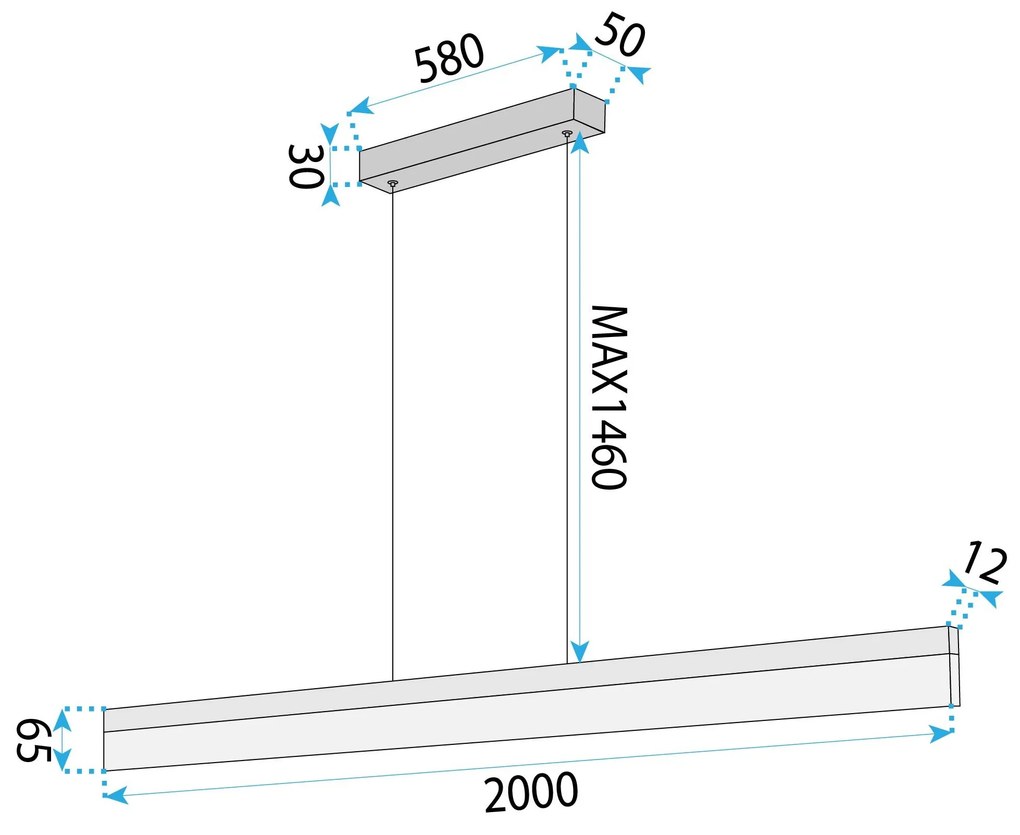 Toolight Toolight, LED stropní svítidlo 200cm, 48W, 4000K, APP1697-CP, zlatá matná, OSW-07893