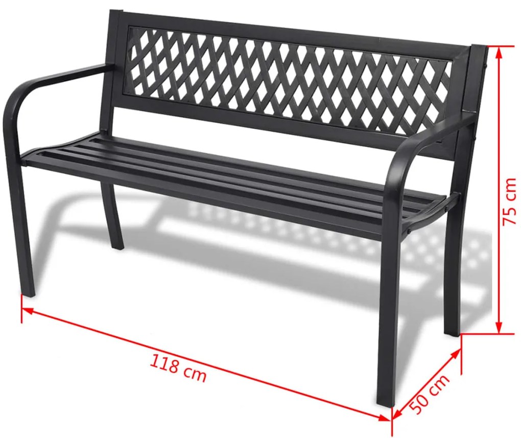 vidaXL Marketos Zahradní lavice 118 cm ocelová černá
