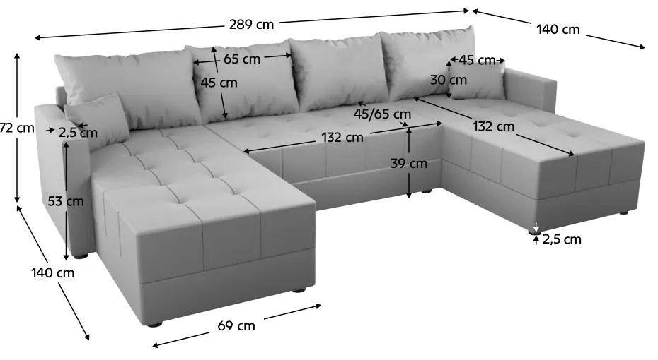 Kondela Univerzální sedací souprava, šedá, DUAN U UNI