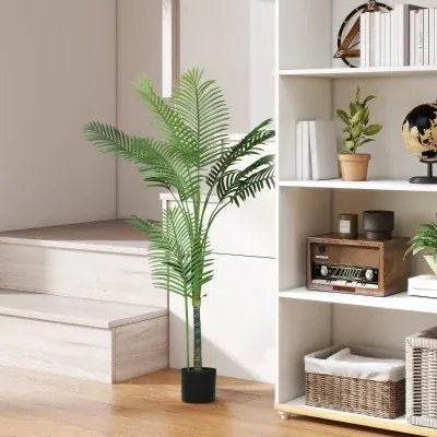 HOMCOM umělá pokojová rostlina 150 cm, Palma Areca, umělý strom s plastovým květináčem a plstěním, zelená