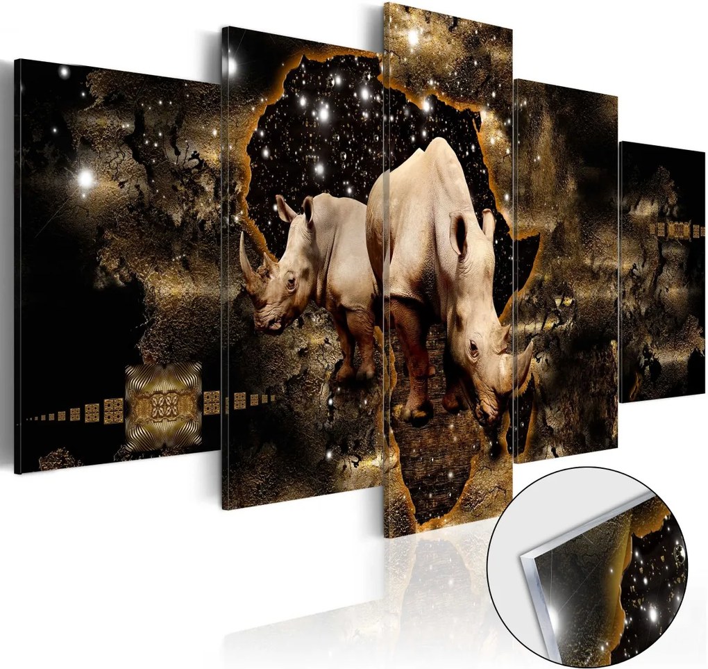 Obraz na akrylátovém skle - Golden Rhino [Glass] - 100x50
