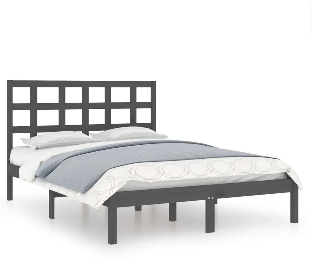 Rám postele šedý masivní dřevo 140 x 190 cm,  3105452
