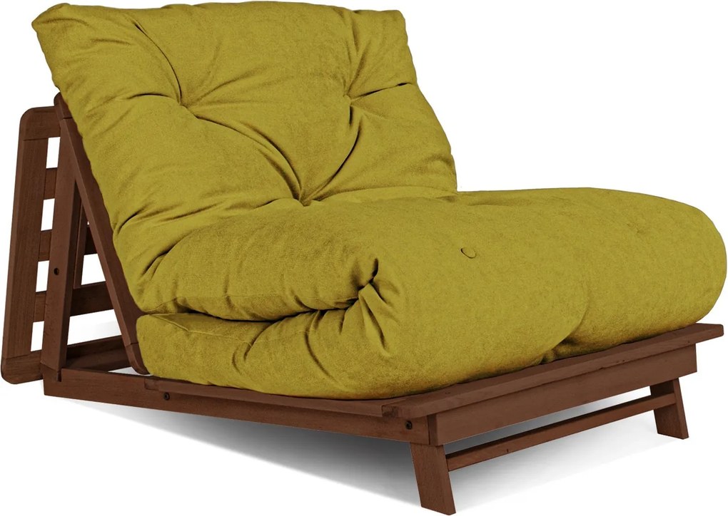 Marior Home Rozkládací futonové křeslo / pohovka Layti - 90 cm / Zelená / Ořech olejovaný