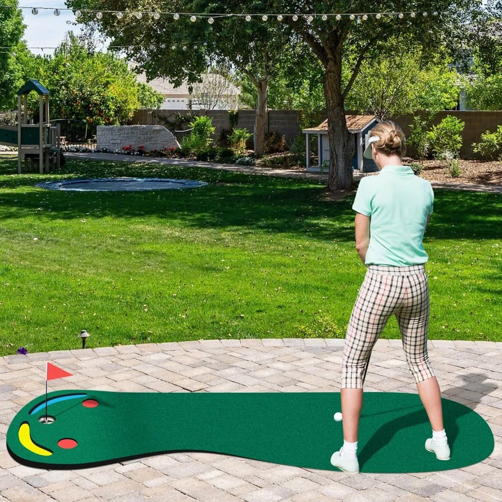 Costway Golfová podložka na odpalování se 3 odkládacími kelímky a 1 skládací